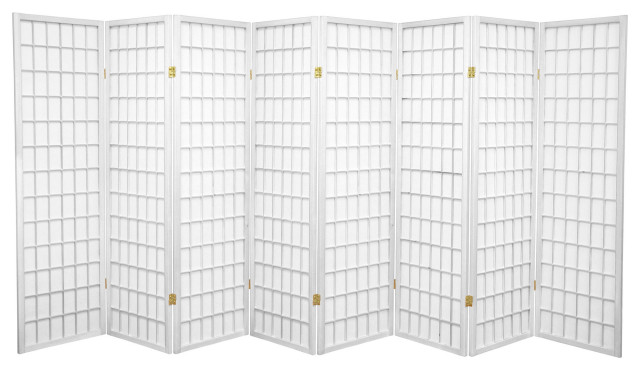 8 Panels Room Divider, Hinged Rice Paper Panels With Window Pane ...