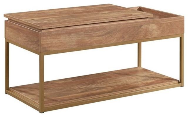 Sauder International Lux Engineered Wood Lift-Top Coffee Table in Brown ...