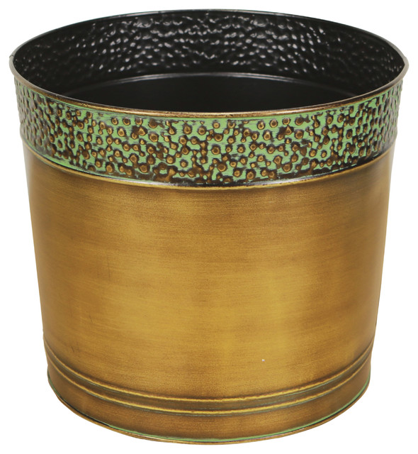 10" Round Metal Planter - Traditional - Indoor Pots And Planters - by ...