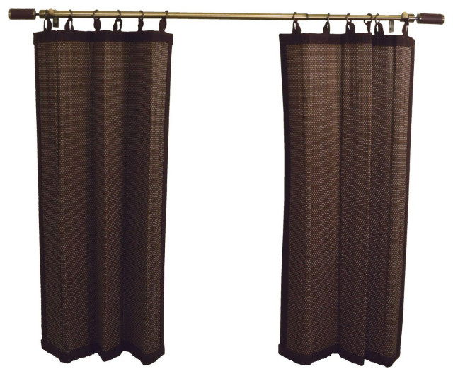 Versailles Bamboo Ring Top Sheer Tier, 48"x36" Espresso - Transitional ...