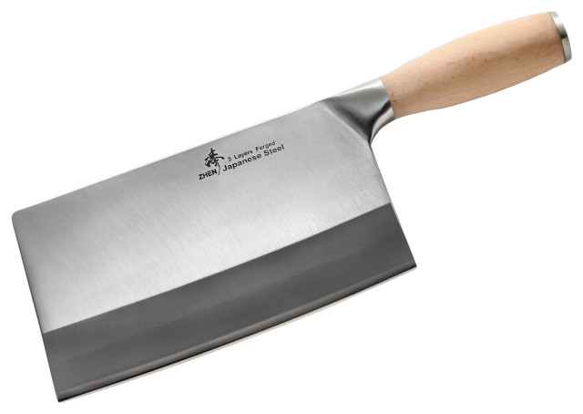 Zhen Japanese Heavy Duty Cleaver Chopping Chef Butcher Knife, 7", Bone ...