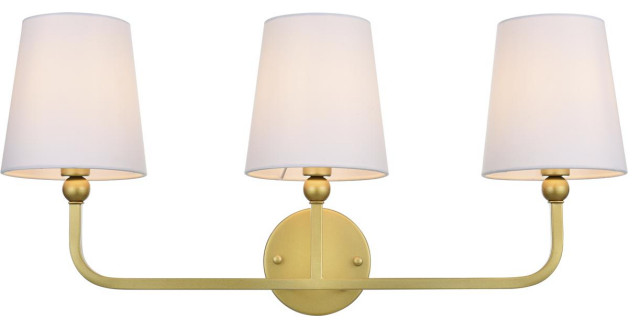 Colson 3 Light Bathroom Vanity Light, Brass - Transitional - Bathroom ...