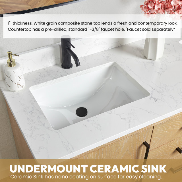 Gara Bath Vanity, Stone Top, 60" - Transitional - Bathroom Vanities And ...