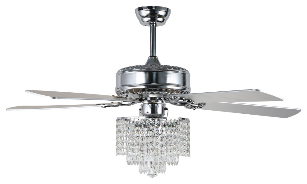 52 inch 5-Blade Reversible Crystal Adjustable Ceiling Fan With Remote ...