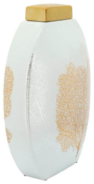 16" Decal Jar With Lid, Gold - Beach Style - Decorative Jars And Urns ...