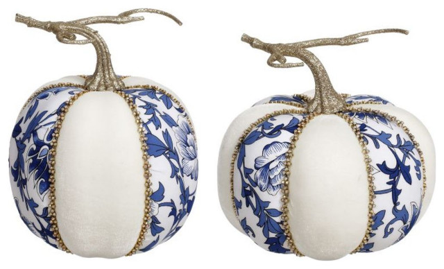 Mark Roberts Fall 2023 Blue And White Pumpkin, Assortment of 2 - 6-7 ...