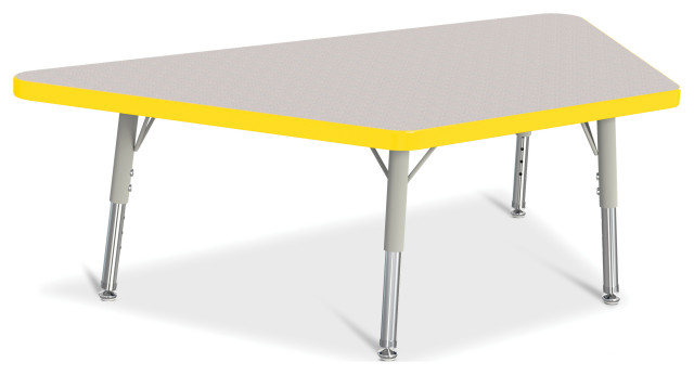 Berries Trapezoid Activity Tables - 24" X 48", T-height - Gray/Yellow/Gray - Contemporary - Kids ...