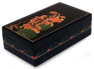Flame of The Forest Lacquered Wood Box - Traditional - Decorative Boxes ...