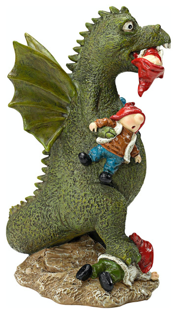 Dragon's Gonna Get Ya! Garden Gnome Apocalypse Statue - Contemporary ...
