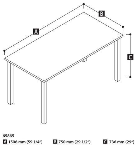 30 x 60 Table with square metal legs in White - Contemporary - Desks ...