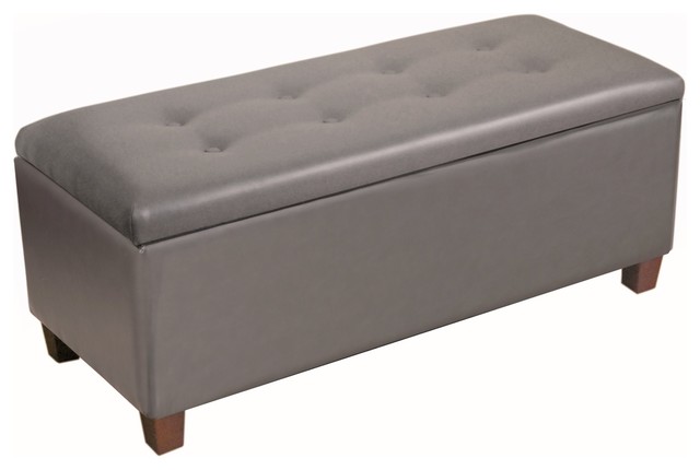 Faux Leather Upholstered Wooden Storage Bench with Hidden Storage ...