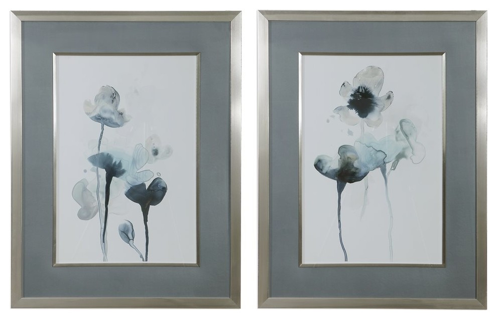 Uttermost Midnight Blossoms Framed Prints, Set of 2 - Contemporary ...