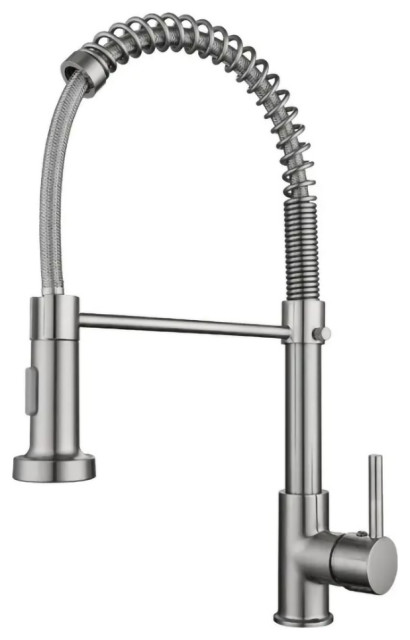 Single Handle Stainless Steel Gooseneck Pull Down Sprayer Kitchen ...