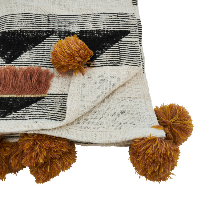 Embroidered Throw With Block Print Design - Contemporary - Throws - by ...