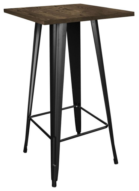 AmeriHome Loft Black Metal Pub Table with Wood Top - Modern - Indoor ...