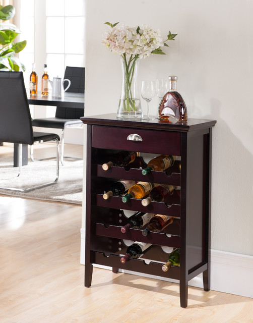 Melina Sideboard With Wine Rack, Dark Cherry - Transitional - Wine And ...