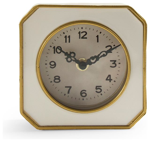 White and Gold Clock - Contemporary - Desk And Mantel Clocks - by ...