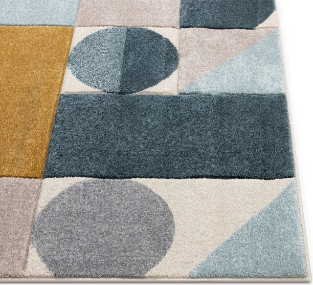 Well Woven Ruby Dede Midcentury Modern Geometric Patterned Blue Rug, 7 ...