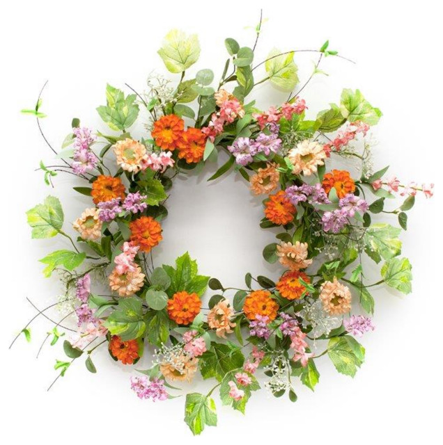 Mixed Floral Wreath 24"D Polyester/Plastic - Wreaths And Garlands - by ...
