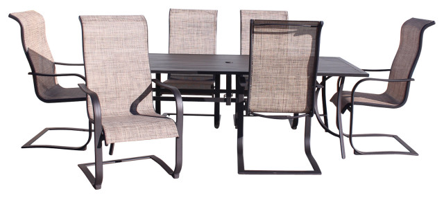 Courtyard Casual Santa Fe 7-Piece 84" Rectangle Spring Chair Dining Set ...
