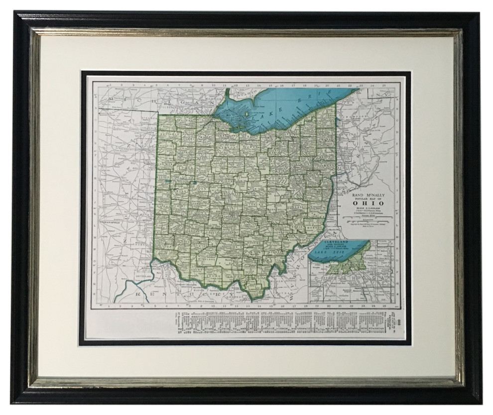 Original Vintage 1940s Ohio State Map, Framed - Contemporary - Prints ...