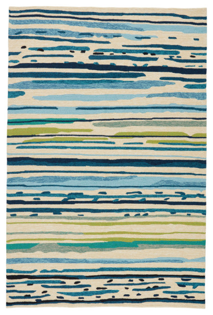 Jaipur Living Sketchy Lines Indoor/Outdoor Abstract Blue/Green Area Rug ...