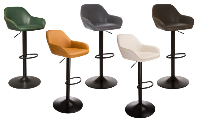 Hunter Green Vintage Leatherette Bar Stool, Set of 2 - Transitional ...