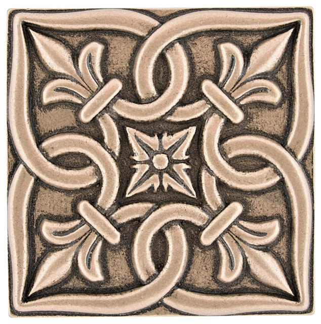Romance Metal Insert Tile for Bathroom, Wall and Kitchen 2"x2" Bronze ...