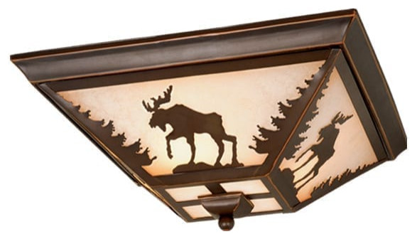Yellowstone 14-in Moose Flush Mount Ceiling Light Burnished Bronze ...
