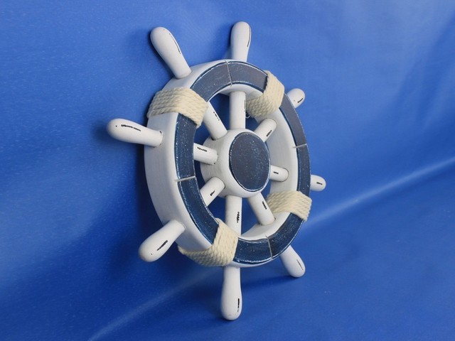 Rustic Ship Wheel, Ship Wheel Decoration, All Light Blue, 12" - Beach ...