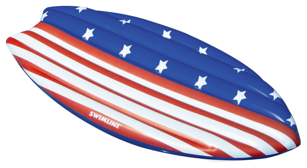 73" Americana Surfboard Shaped Inflatable Swimming Pool Lounge Float ...