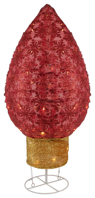 32" Red LED Lighted Retro Light Bulb Outdoor Christmas Decoration ...