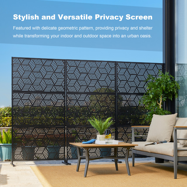 6ft Geometric Pattern Privacy Screen Fence - Transitional - Screens And ...