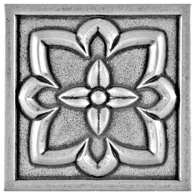 Crown Metal Insert Tile 4"x4", Set of 4 - Traditional - Accent Trim And ...