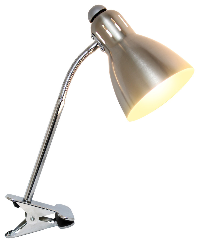 Simple Designs Adjustable Clip Light Desk Lamp, Brushed Nickel ...