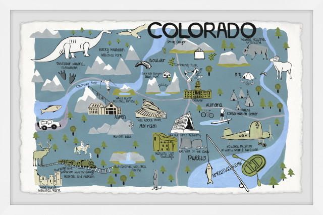 "Colorado Map Destinations III" Framed Painting Print, 18x12 ...