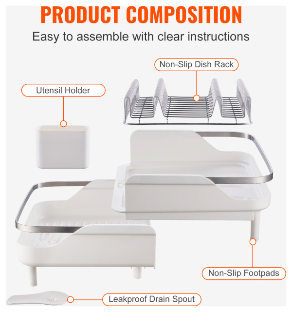 VEVOR Dish Drying Rack Expandable Drainer Stainless Steel Kitchen ...
