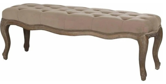 Traditional Glam Tufted Bench with Cabriole Wooden Legs, Deep Tufted ...