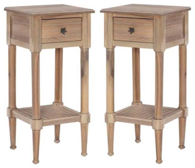 Home Square Wood Accent Starfish Coastal Side Table in Natural - Set of ...