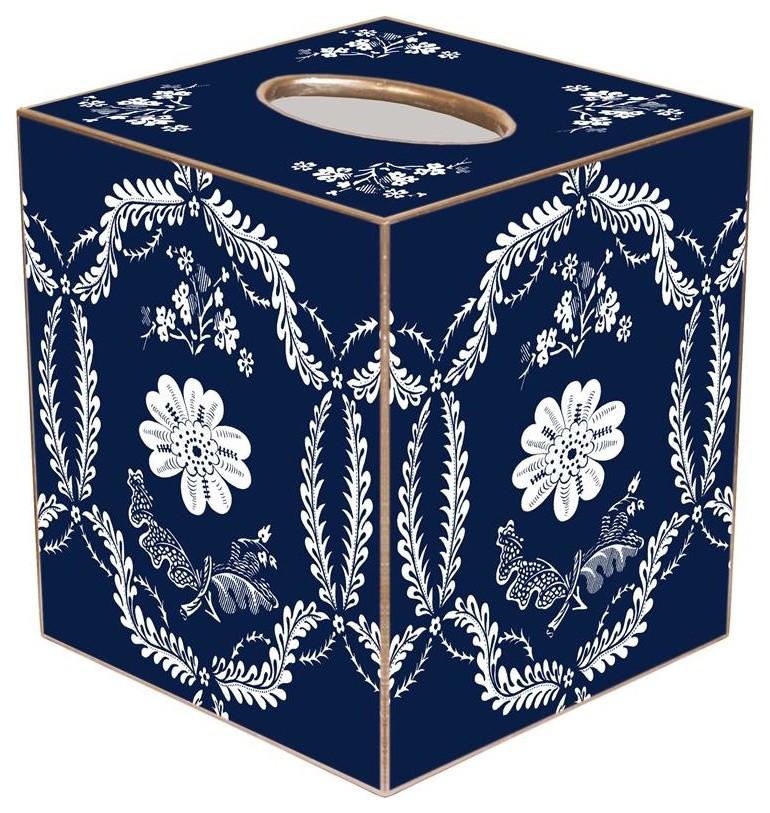 TB436 - Navy Provencial Tissue Box Cover - Traditional - Tissue Box ...