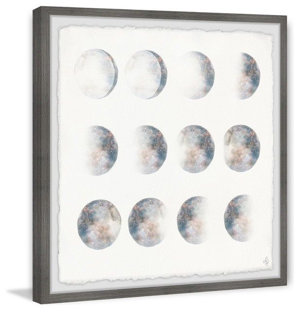 "Moon Phase" Framed Painting Print, 24"x24" - Contemporary - Prints And ...