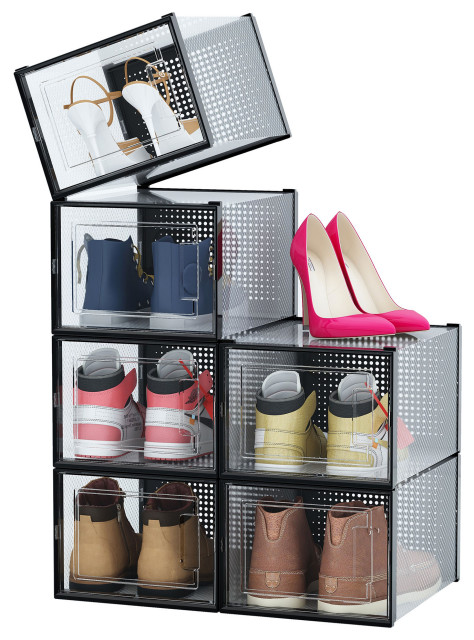 Yescom 6 Pack High Heel Shoe Storage Box Stackable Container Foldable ...
