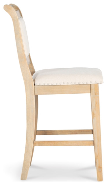 Riverbay Furniture Sedona 30" Wood Bar Stool with Nail Head Trim in ...