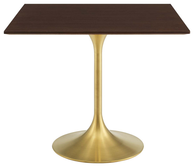 Dining Table, Square, Wood, Gold Dark Brown Brown Walnut, Cafe Bistro ...