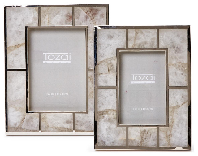 Tozai Genuine White Quartz Set of 2 Photo Frames - Transitional ...