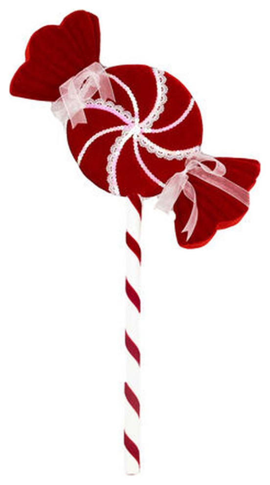 December Diamonds Candy Cane Lace Red/Lace Lollipop Pick, 21 inch ...