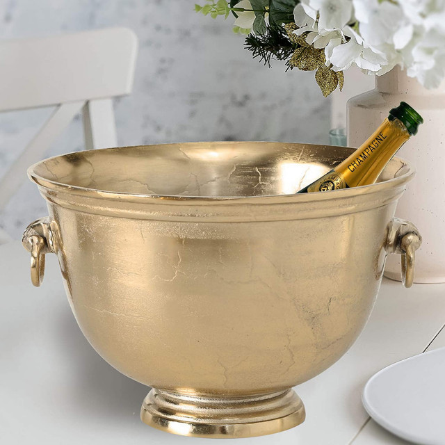 Luxury Champagne Bucket, Hand Cast Gold Metal - Traditional - Ice Tools ...