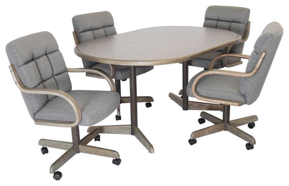 5-Piece 42x[42/60] Caster Dining Set Laminate Table Top & Smoke Caster ...
