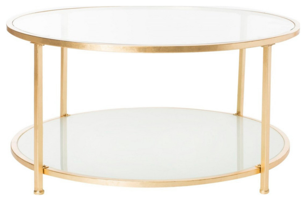 Ginger 2 Tier Round Coffee Table, Gold - Contemporary - Coffee Tables ...