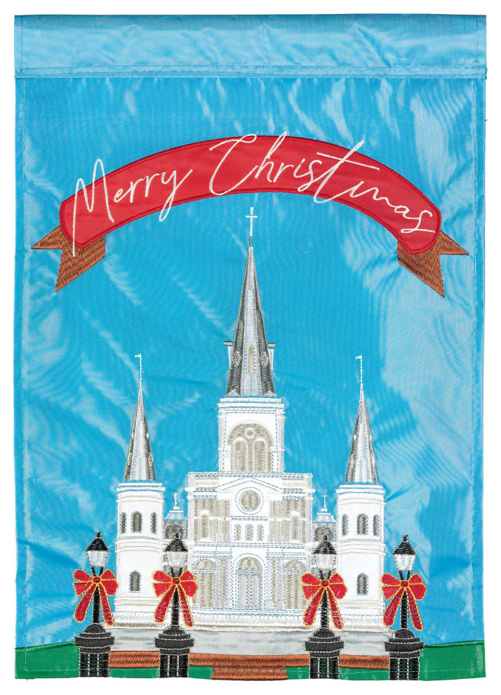 Merry Christmas St Louis Cathedral Flag - Traditional - Flags And ...